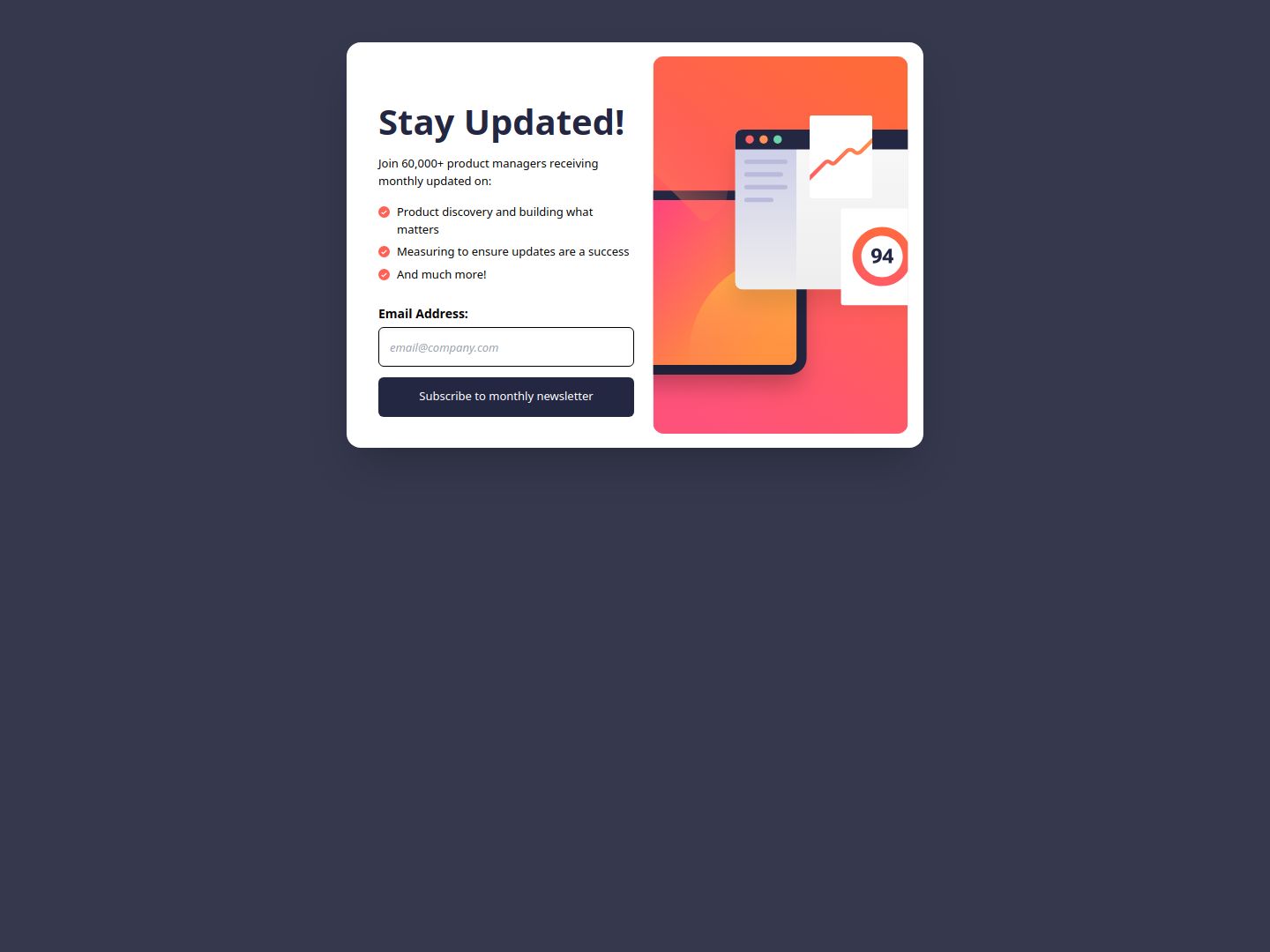 Frontend Mentor | Responsive Newsletter Sign up modal using SvelteKit ...