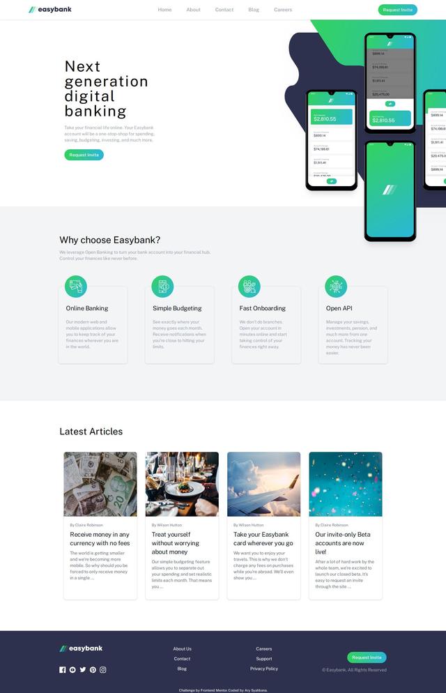 Frontend Mentor | easybank-landing-page-master with tailwind, vue coding challenge solution