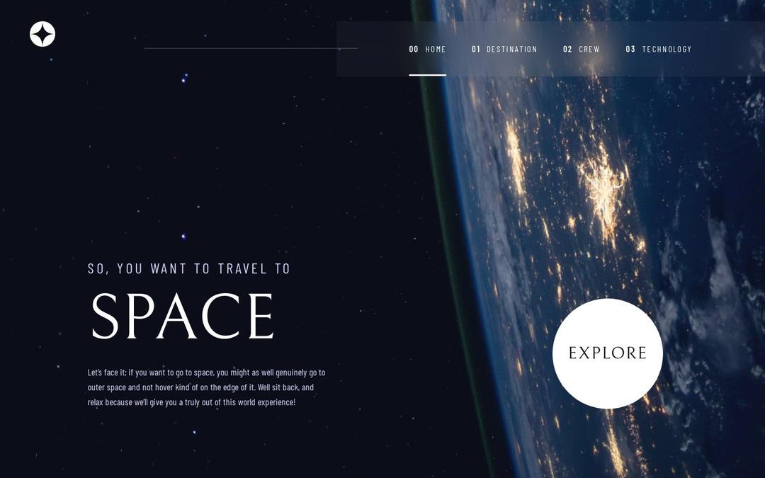 Frontend Mentor | Space tourism multi-page website using react js coding challenge solution