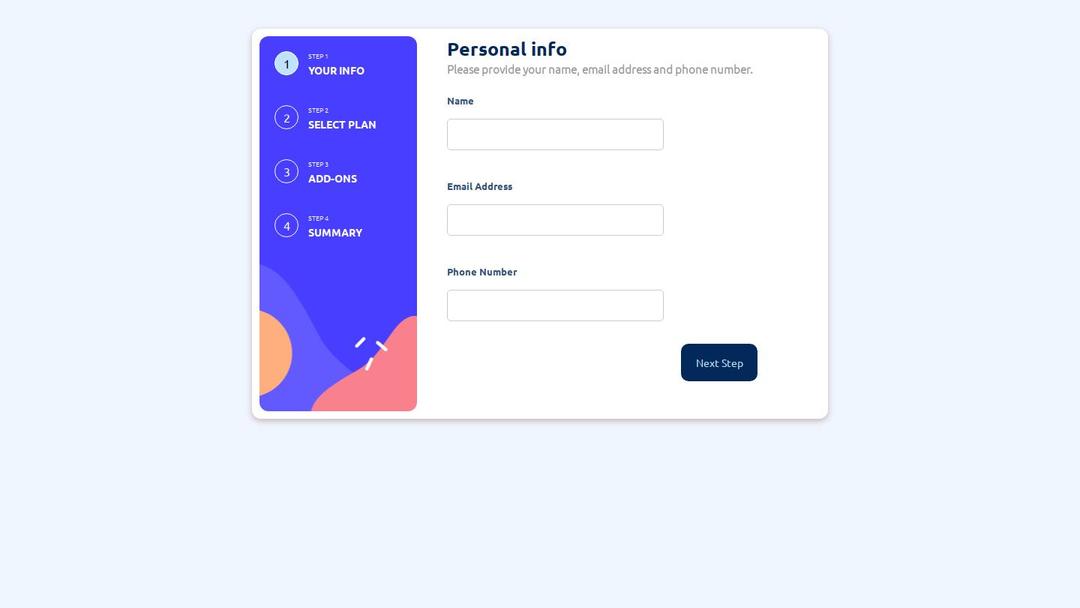Frontend Mentor | Interactive Multi step form using REACT coding challenge solution