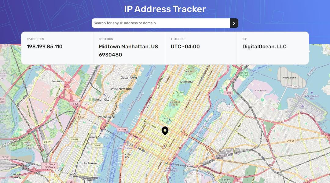 Frontend Mentor | IP Address Tracker: IP Geolocation API, Leaflet.js ...