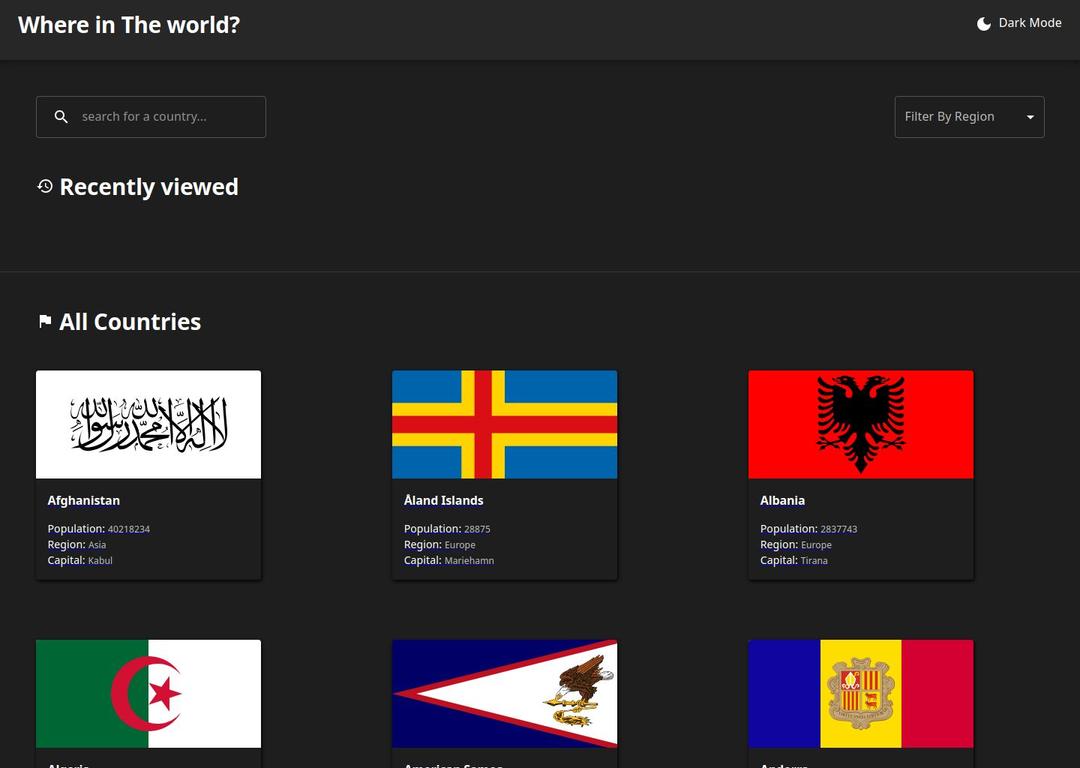 Frontend Mentor | Countries of the world API coding challenge solution