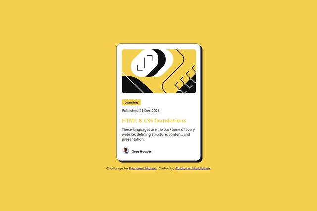 Frontend Mentor | Create a Card Component Using HTML & CSS coding challenge solution