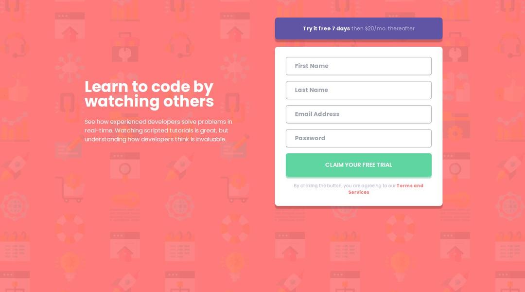 Frontend Mentor | Frontend Mentor | Intro component with sign up form using tailwindcss coding ...