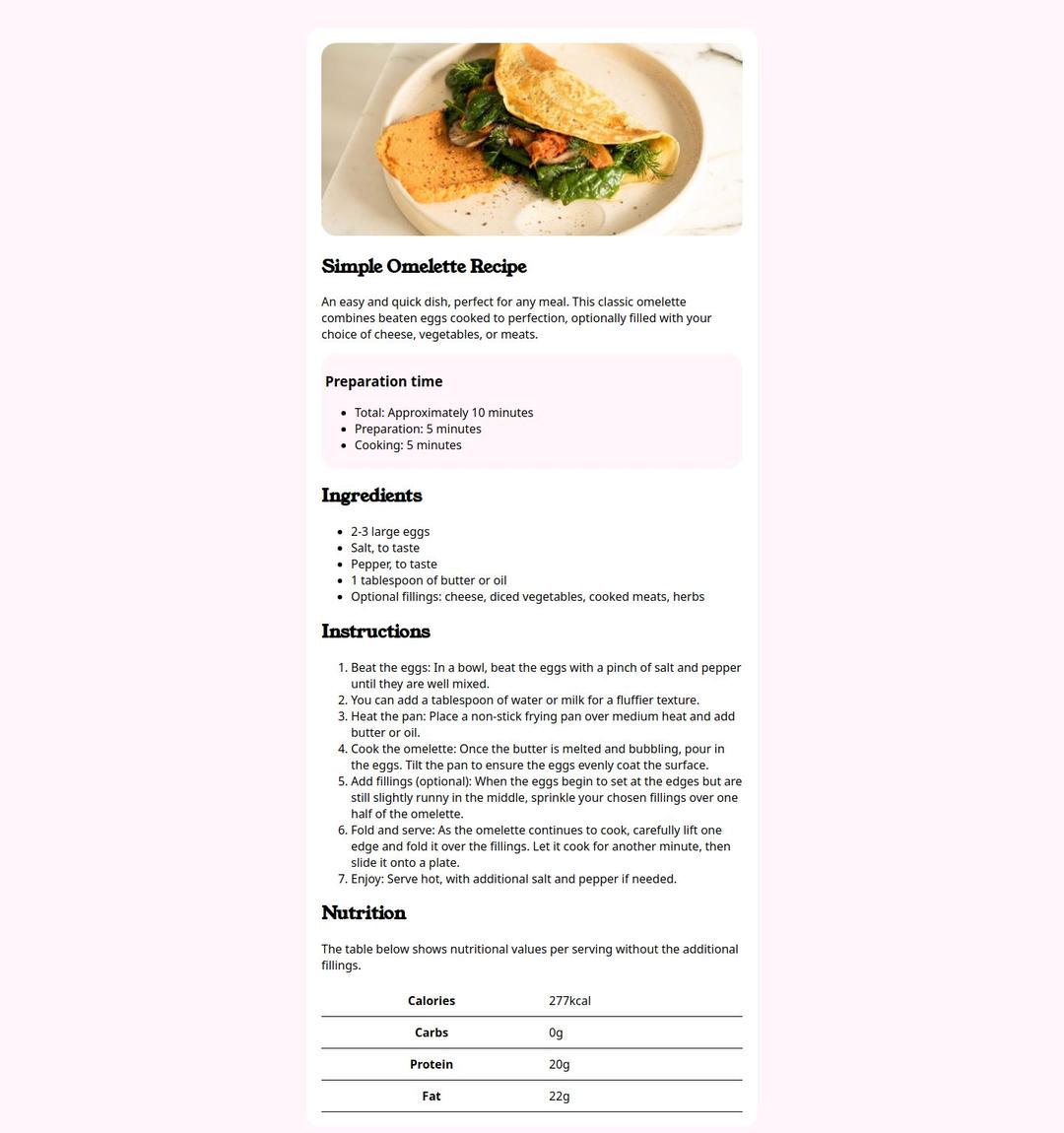 Frontend Mentor | Recipe pae solution- HTML and Css coding challenge ...