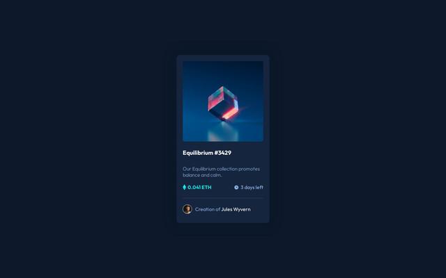 Frontend Mentor | nft-preview-card with flex and responsive design. coding challenge solution
