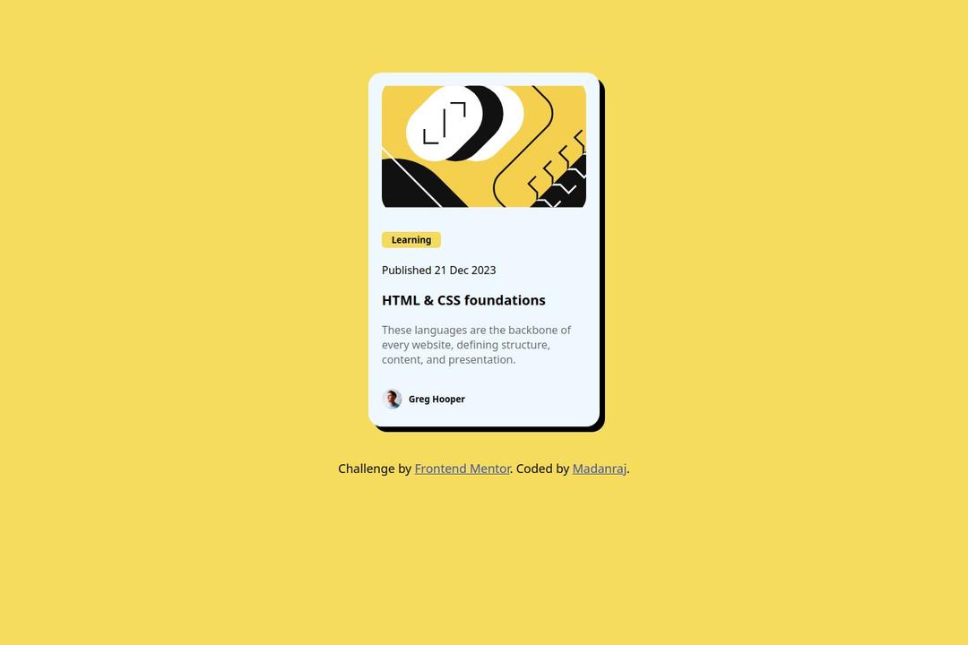 Frontend Mentor Blog Preview Card Using Html And Css Coding Challenge
