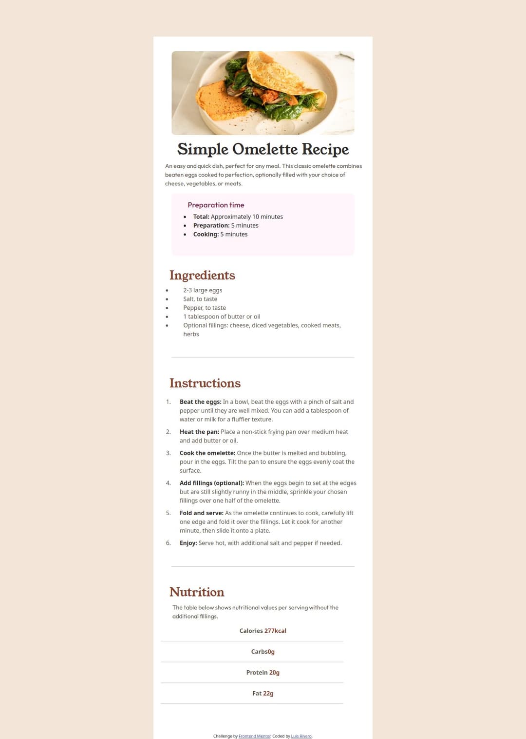 Frontend Mentor | Recipe page using HTML and CSS coding challenge solution