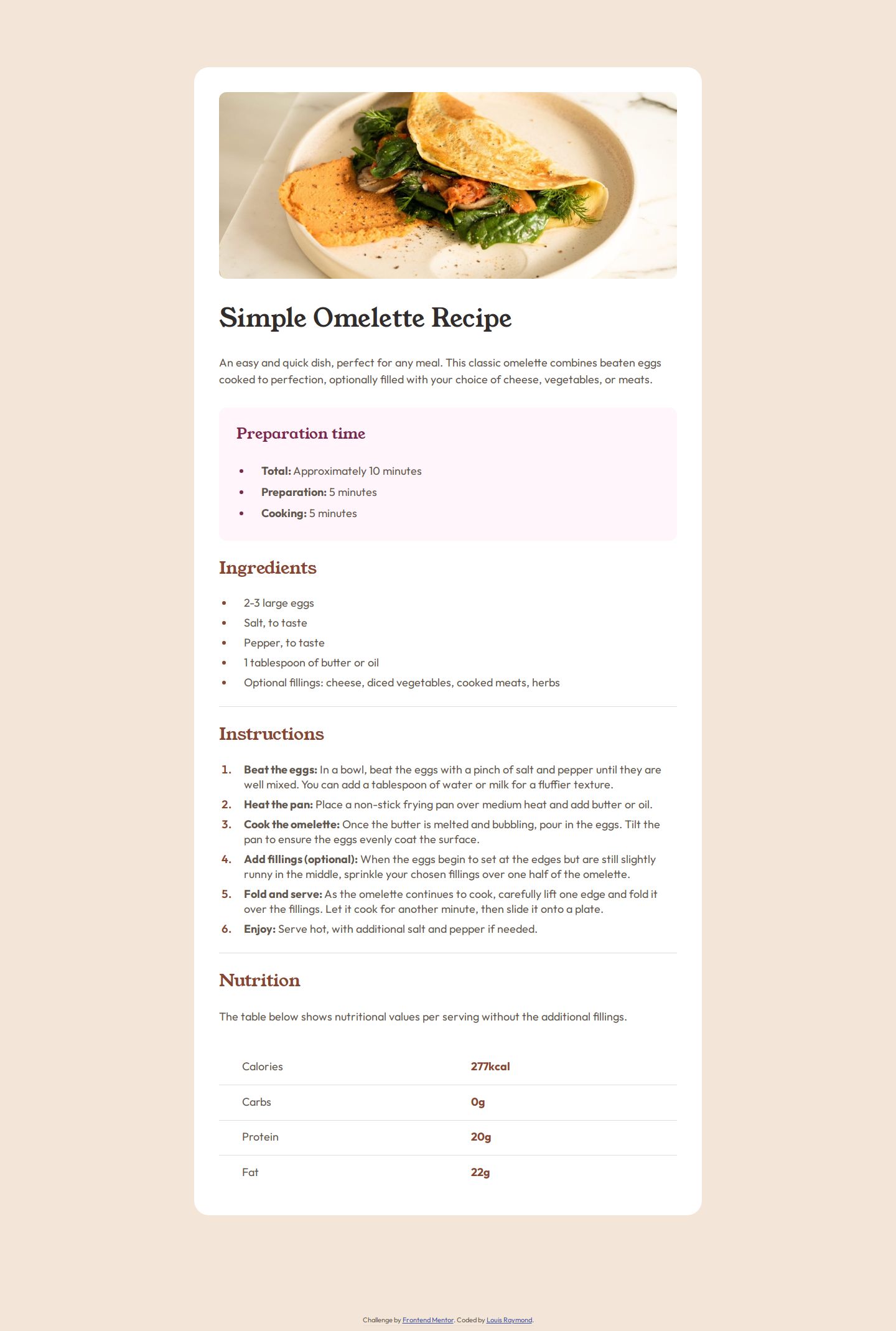 Frontend Mentor | Recipie Card with plain HTML CSS coding challenge solution