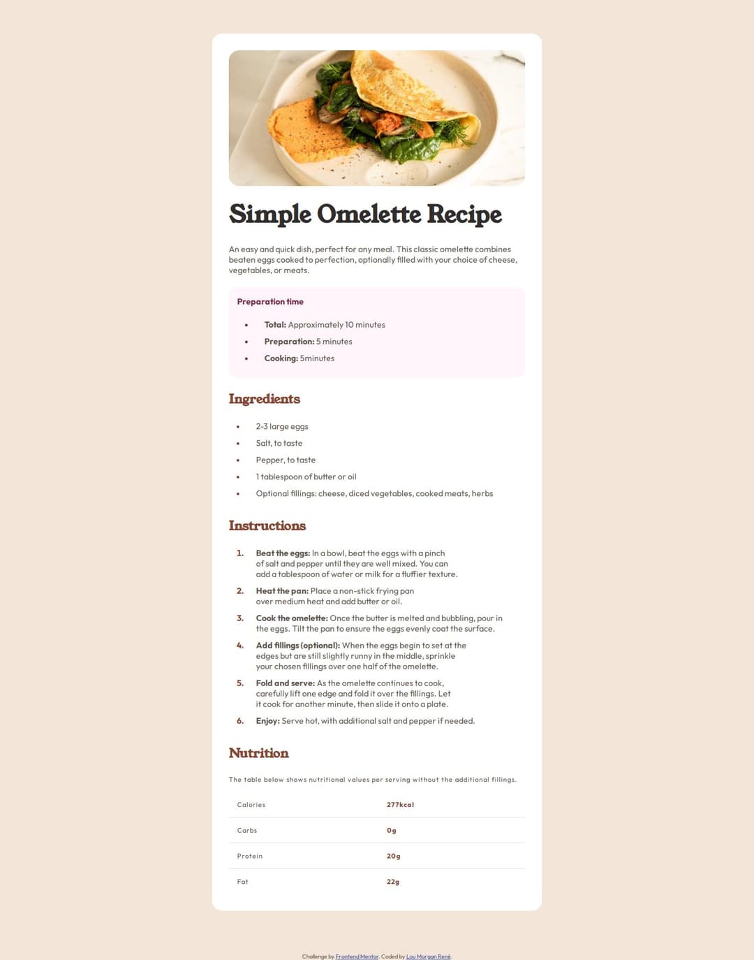 Frontend Mentor | Recipe card using vanilla css coding challenge solution