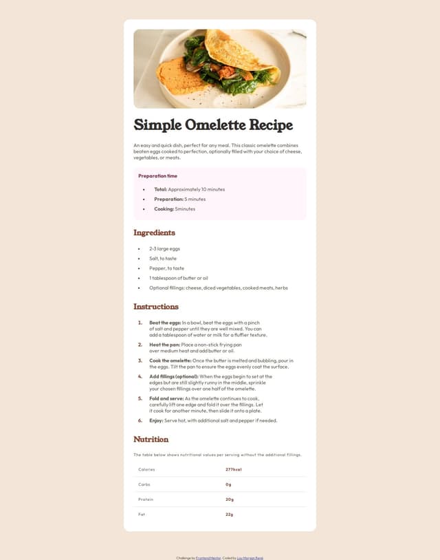 Frontend Mentor | Recipe card using vanilla css coding challenge solution