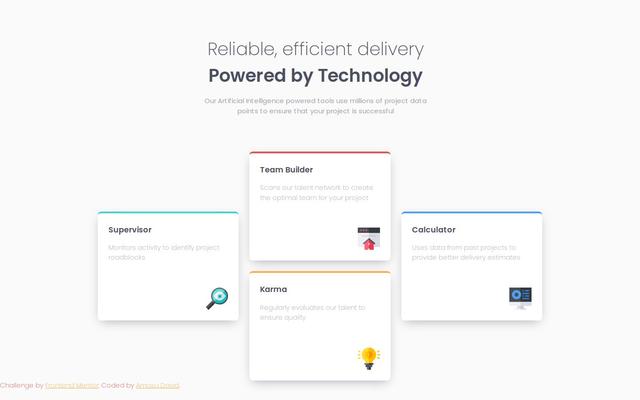 Frontend Mentor | Responsive four-card-feature using css grid coding challenge solution