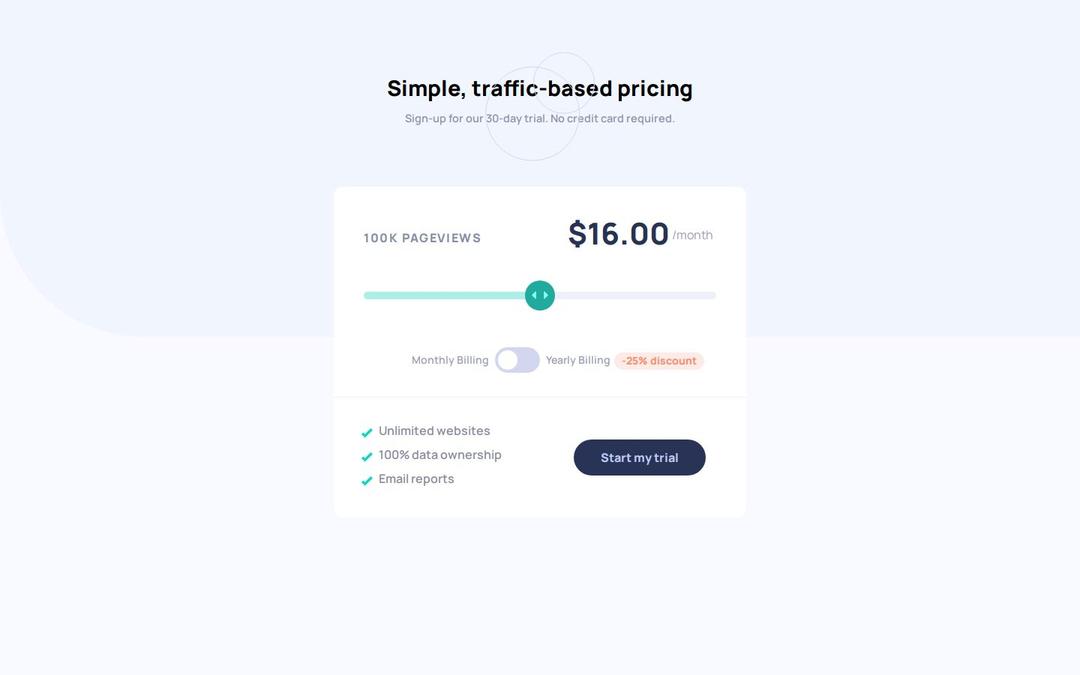 Frontend Mentor | interactie-pricing-component with HTML, Tailwind CSS and JS coding challenge ...
