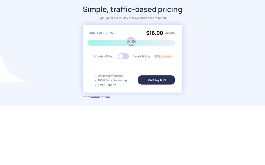 Frontend Mentor | Interactive Pricing Component coding challenge solution