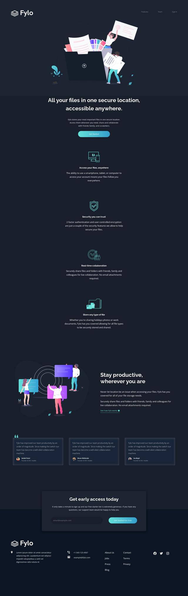 Frontend Mentor | Animated Fylo Landing Page 🗃️🗃️ w/HTML, CSS, JS ...