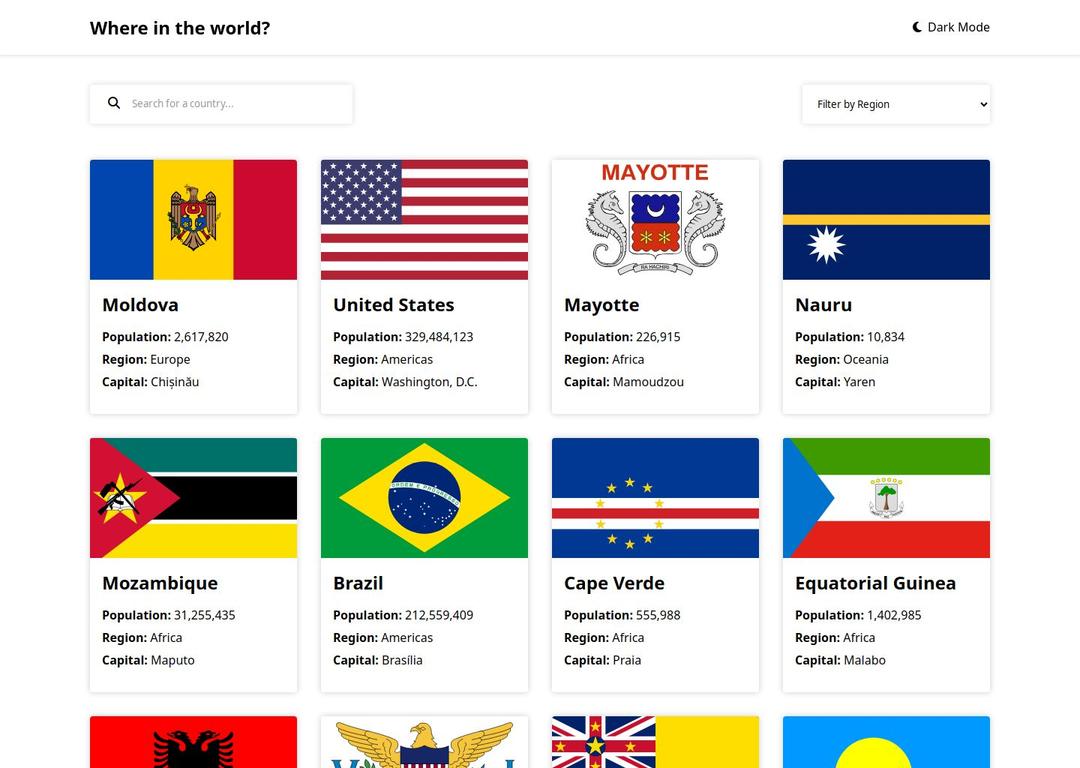Frontend Mentor | Country Flags API coding challenge solution