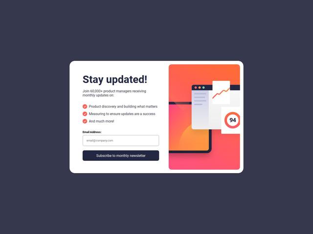 Frontend Mentor | Newsletter signup form - using CSS Flexbox and JavaScript coding challenge ...