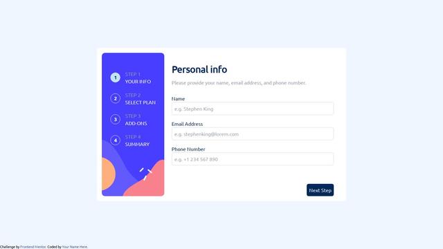 Frontend Mentor Multi Step Form With Tailwindcss Coding Challenge