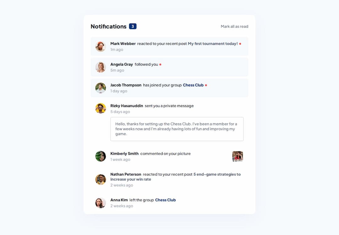 Frontend Mentor | Notifications Page (only HTML + CSS + JS) coding challenge solution