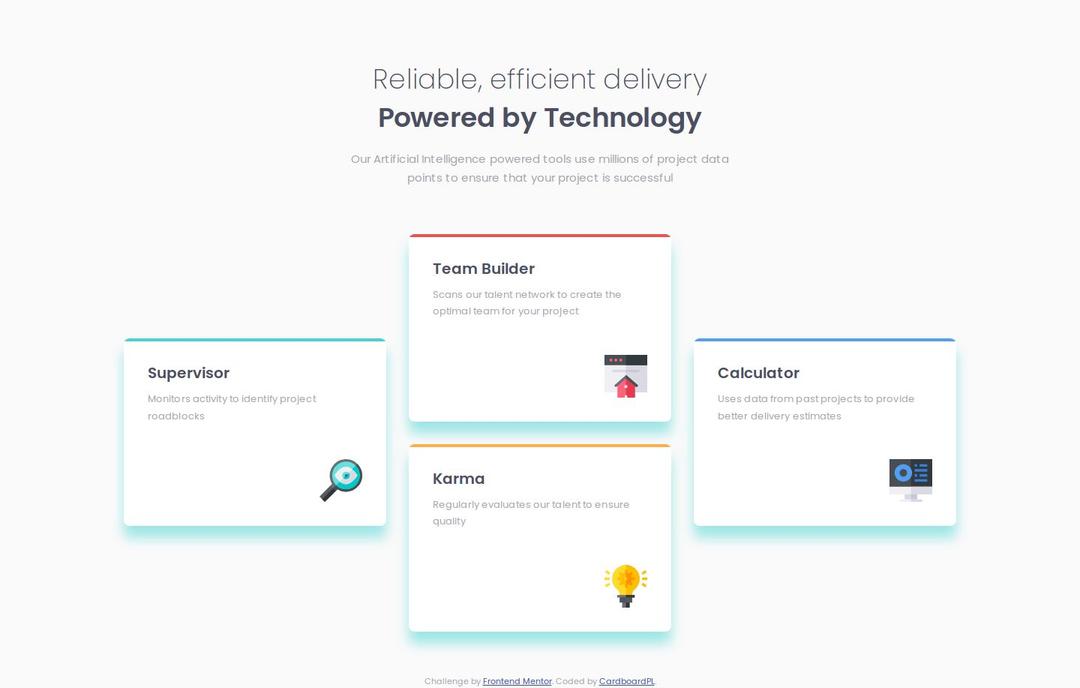 Frontend Mentor | Four card feature section using HTML and CSS coding challenge solution