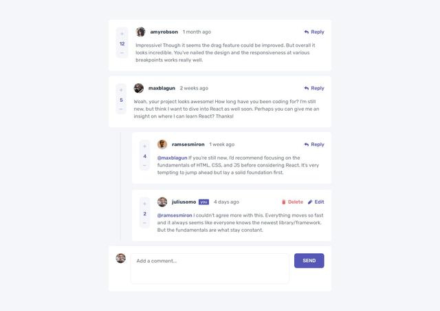 Frontend Mentor | Interactive Comments Section coding challenge solution