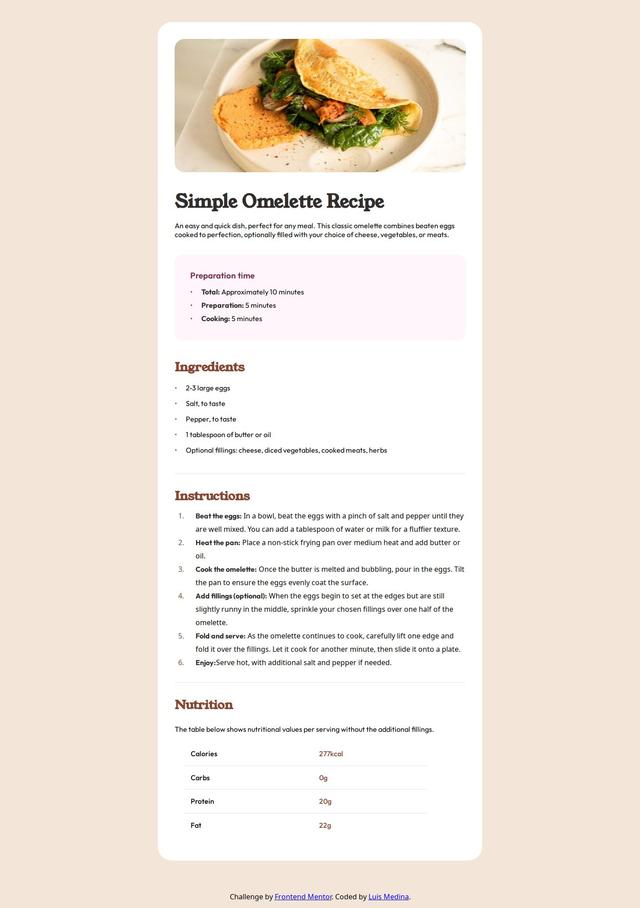 Frontend Mentor | pagina de receta con html y css coding challenge solution