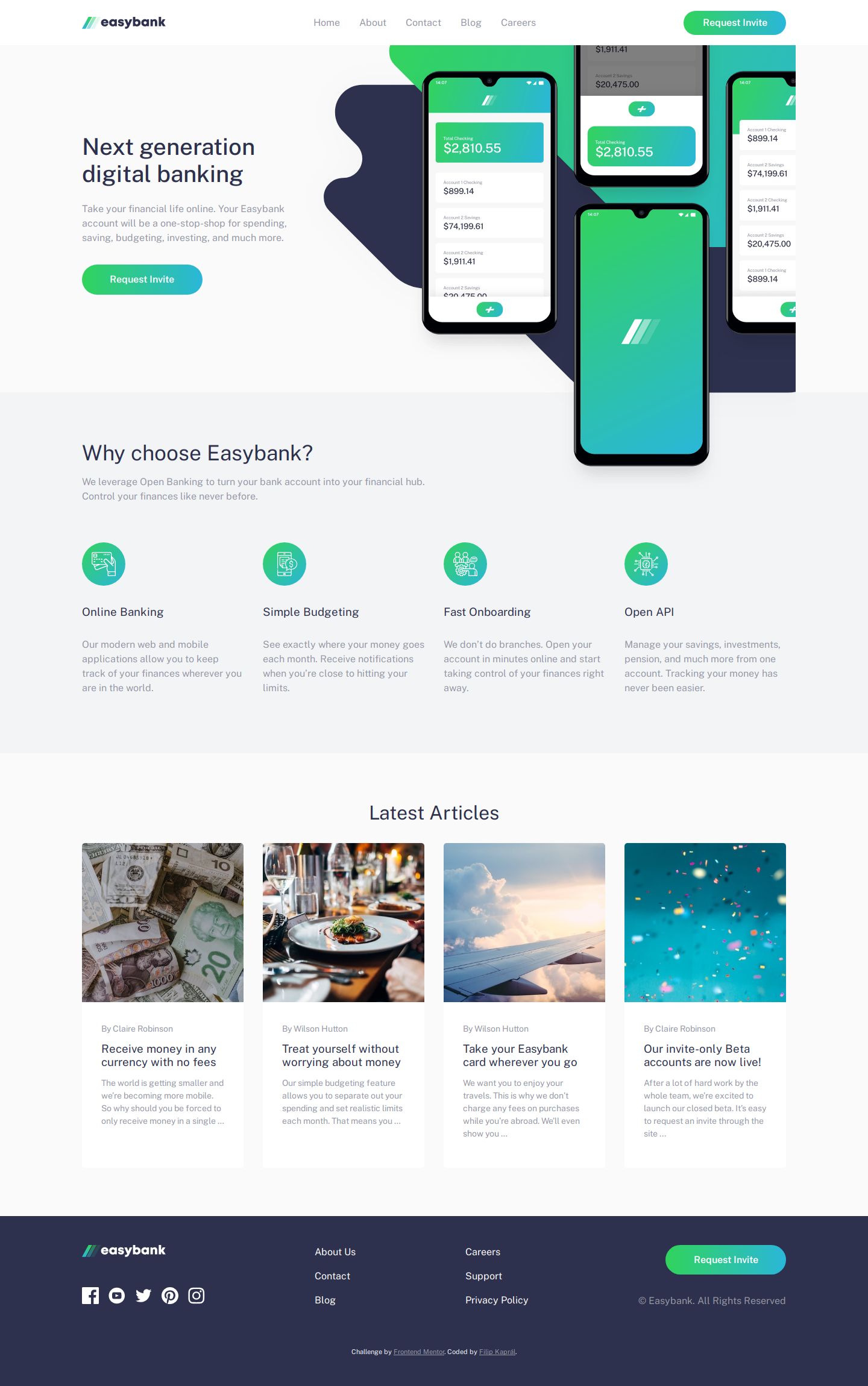 Frontend Mentor | Easybank landing page coding challenge solution