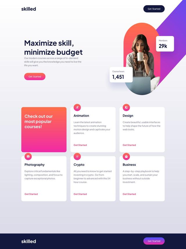 Frontend Mentor | skilled elearning coding challenge solution