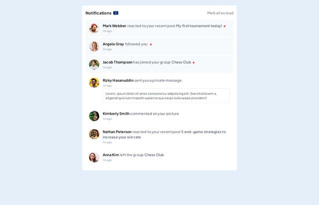 Frontend Mentor | Notification Page with Vue Js, Typescript, and Tailwind CSS coding challenge ...