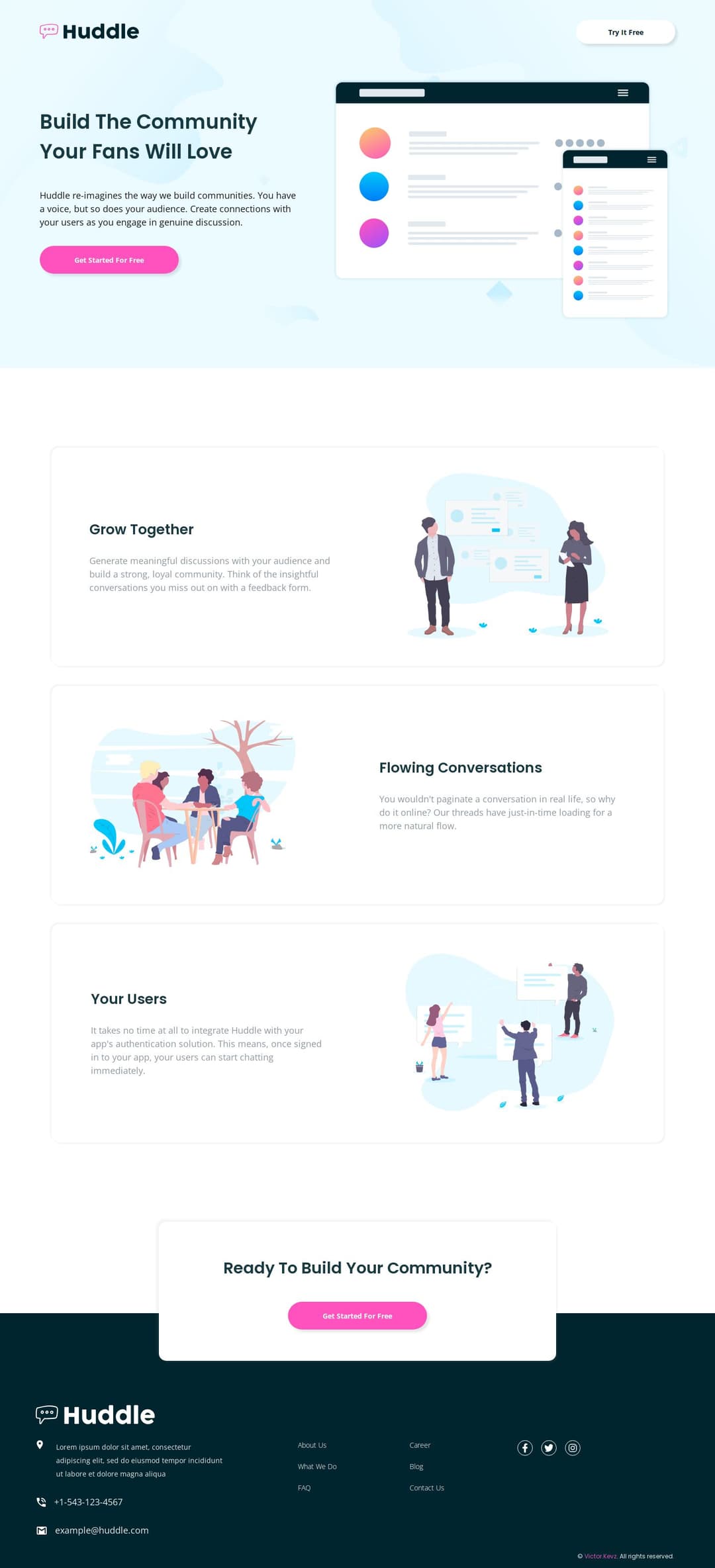 Frontend Mentor | Responsive Huddle Landing Page (React + CSS Flexbox) coding challenge solution