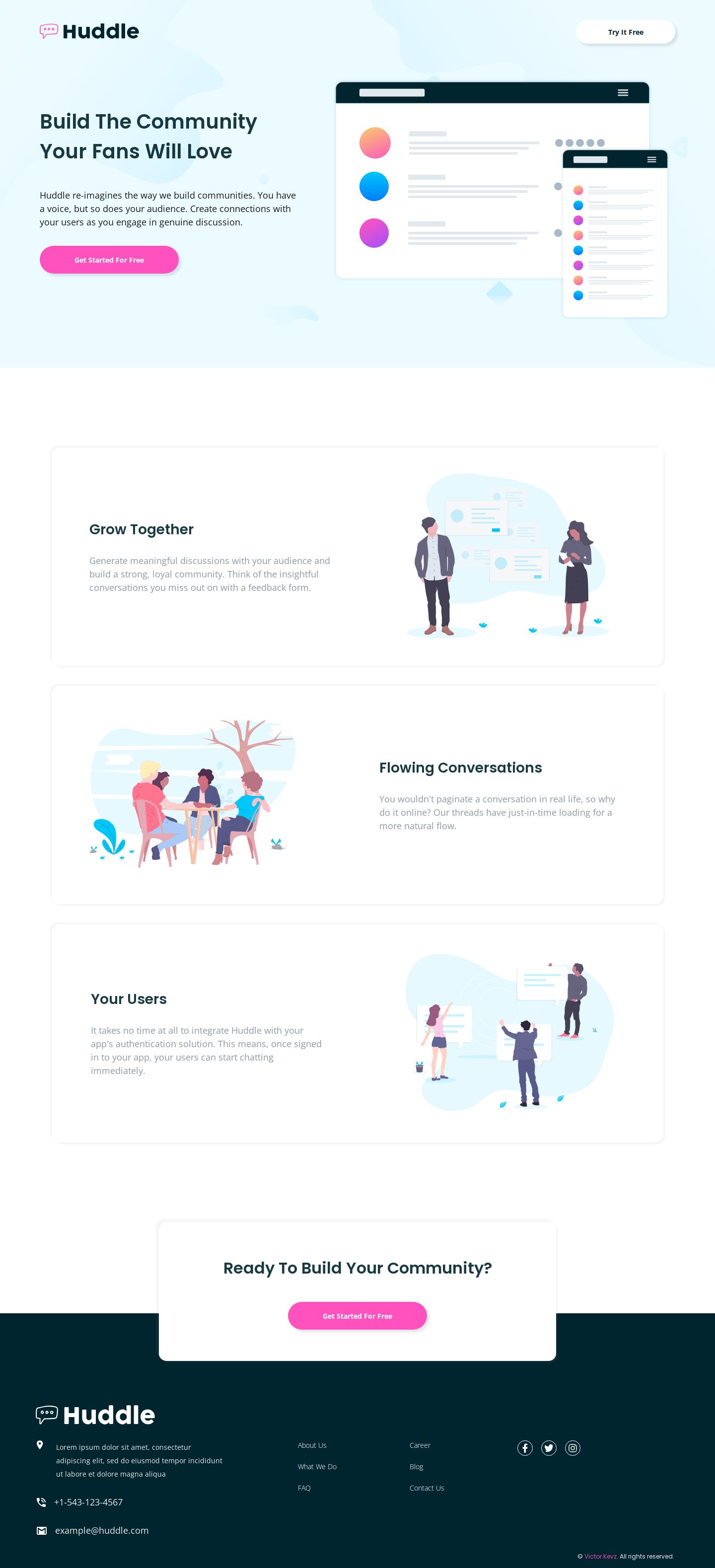 Frontend Mentor | Responsive Huddle Landing Page (React + CSS Flexbox ...