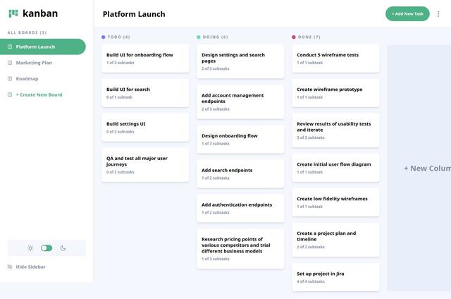 Frontend Mentor | Kanban board using React, TypeScript, and Tailwind CSS coding challenge solution