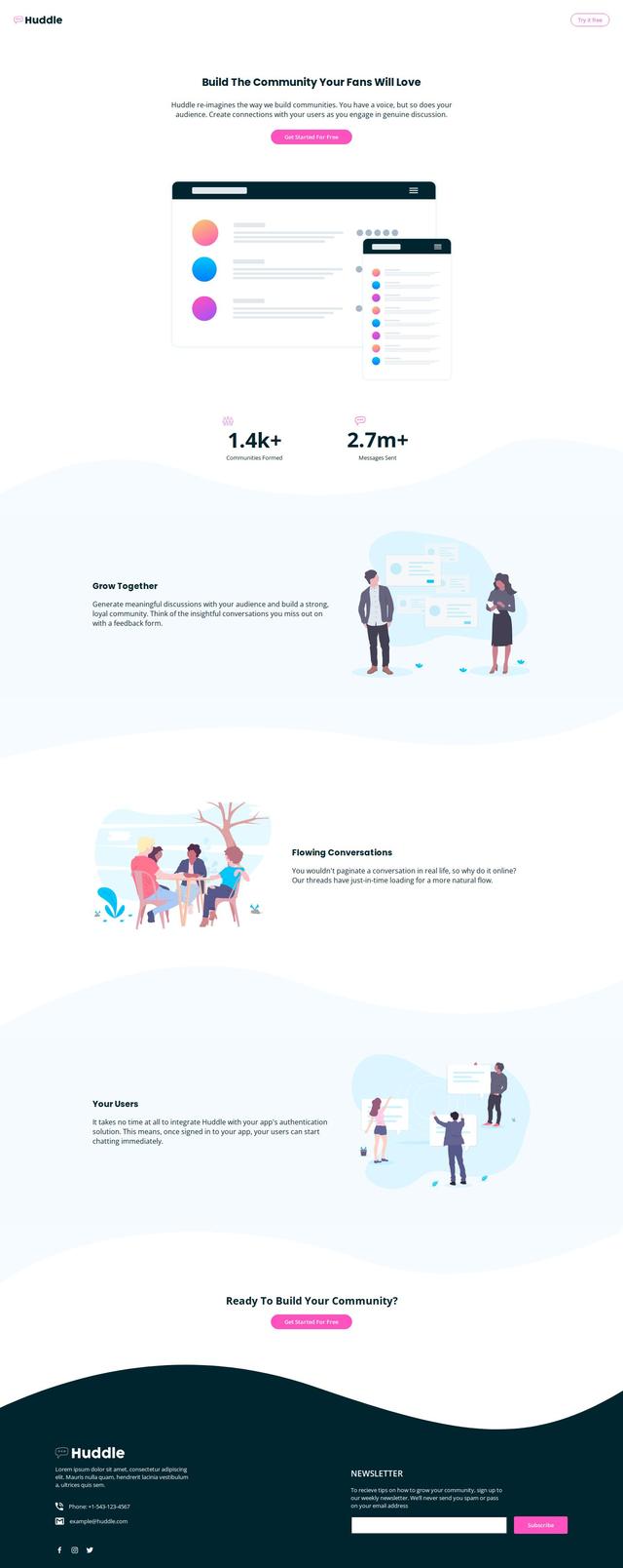 Frontend Mentor | huddle landing page curved sections coding challenge solution