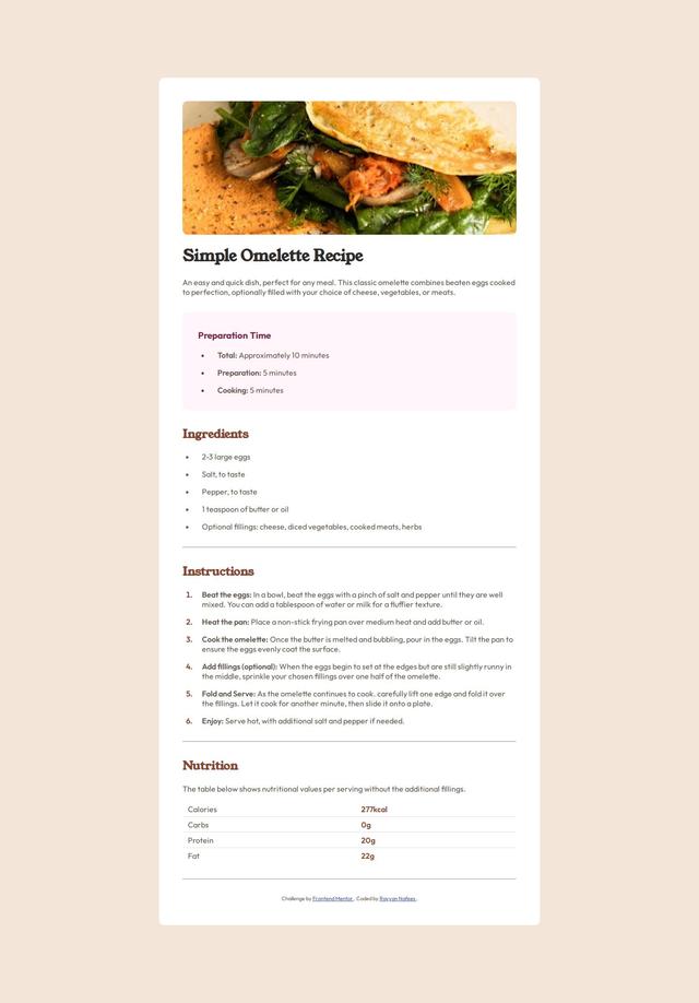 Frontend Mentor | Recipe Page solution in Vanilla HTML & CSS coding challenge solution