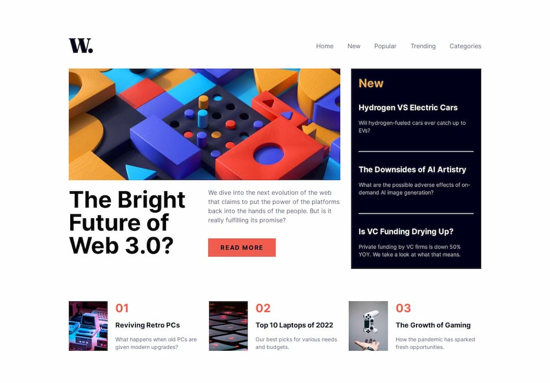 Frontend Mentor | News Homepage Main using React and Tailwind CSS coding challenge solution