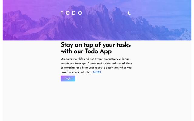 Frontend Mentor | TODO App using React, Next JS, Auth.JS and Framer Motion coding challenge solution