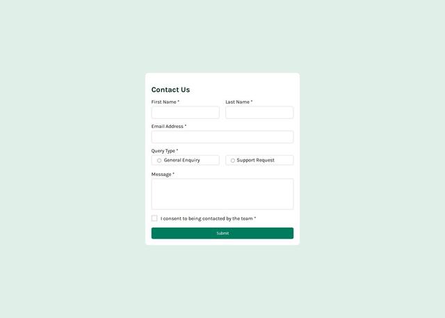Frontend Mentor | Contact form with vanilla CSS & JS coding challenge solution