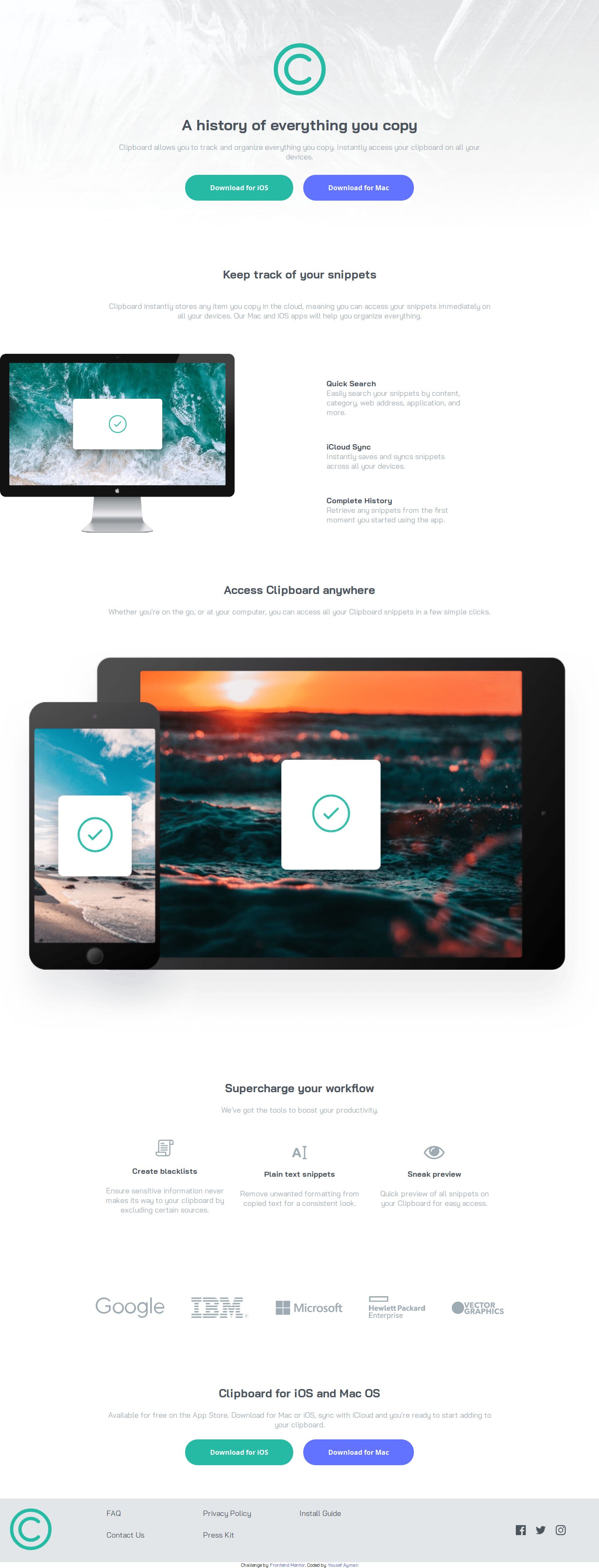 Frontend Mentor | Clipboard-landing-page coding challenge solution