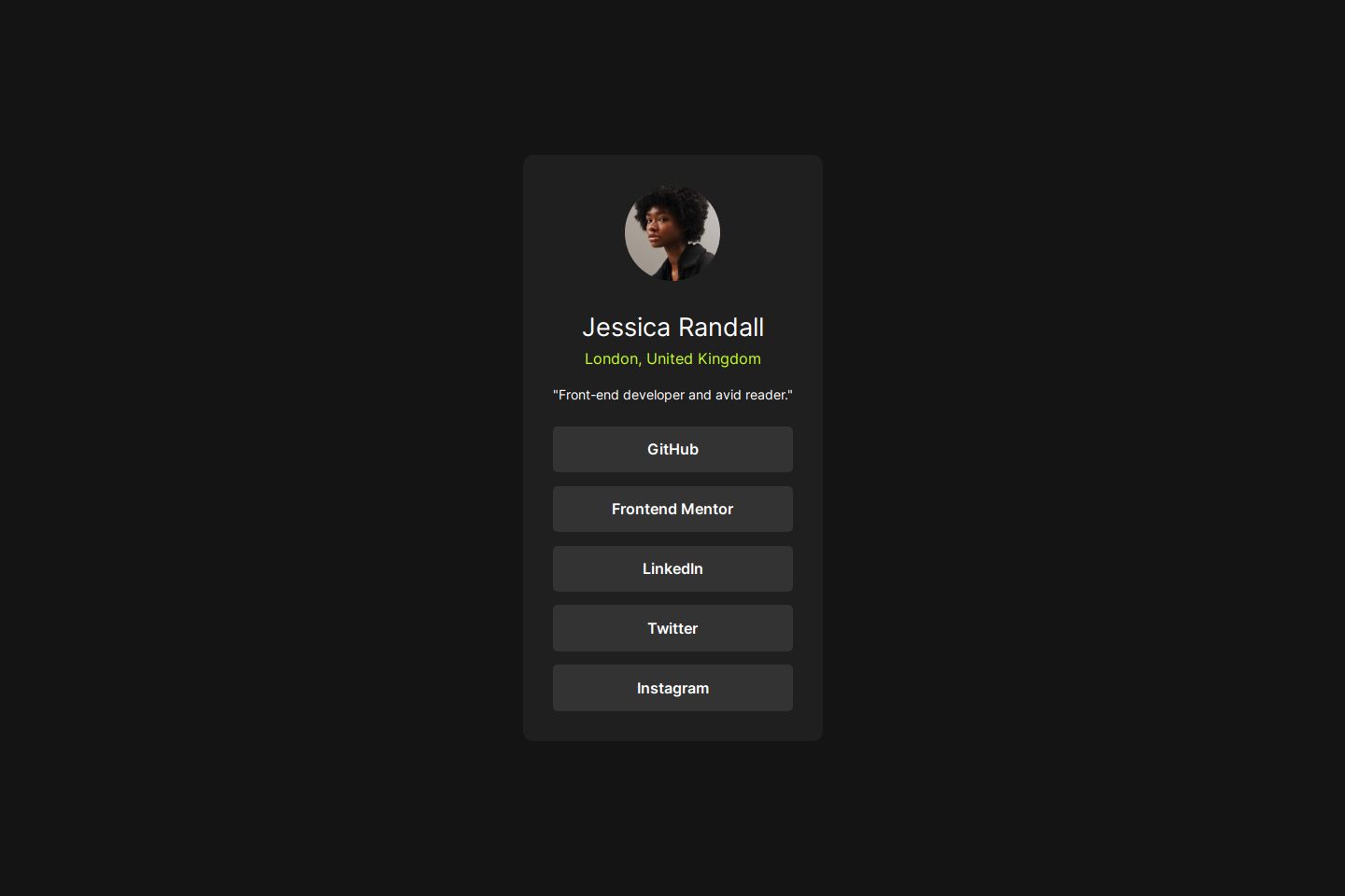 Frontend Mentor | Social links profile card using HTML CSS coding challenge solution