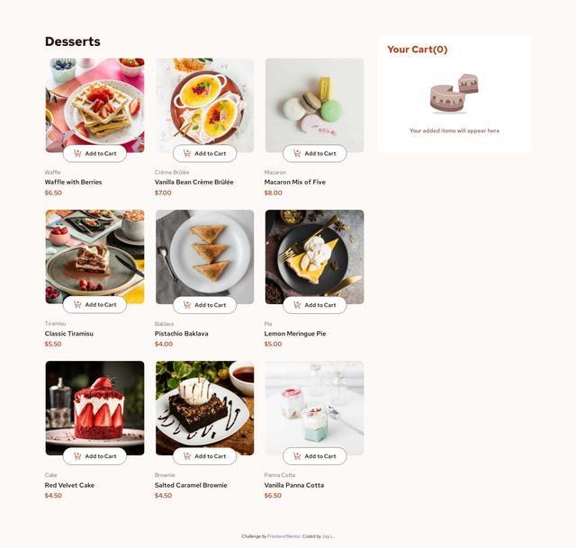Frontend Mentor | Product with Cart with vanilla JavaScript coding challenge solution