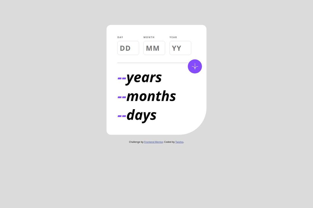 Frontend Mentor | Age Calculator App using HTML/CSS/JavaScript coding challenge solution
