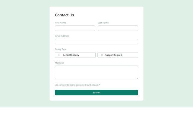Frontend Mentor | Responsive Contact us from made in tailwindcss and JavaScript. coding ...