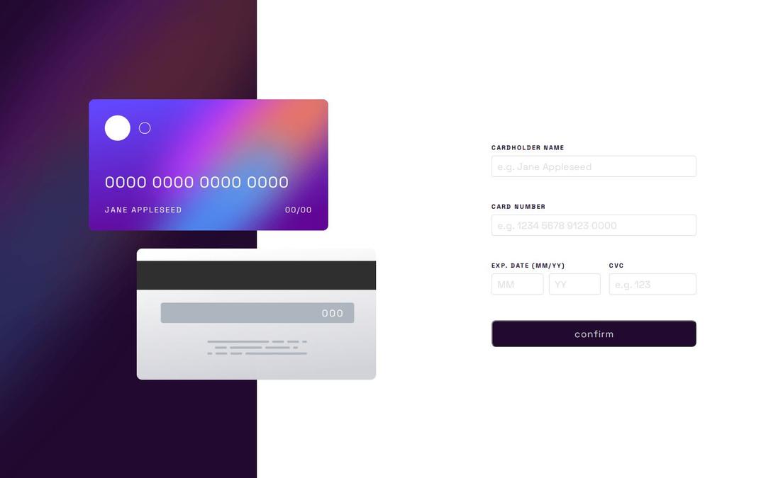 Frontend Mentor | Tarjeta interactiva Ingresos de datos con HTML, SASS, CSS, Y JS coding ...