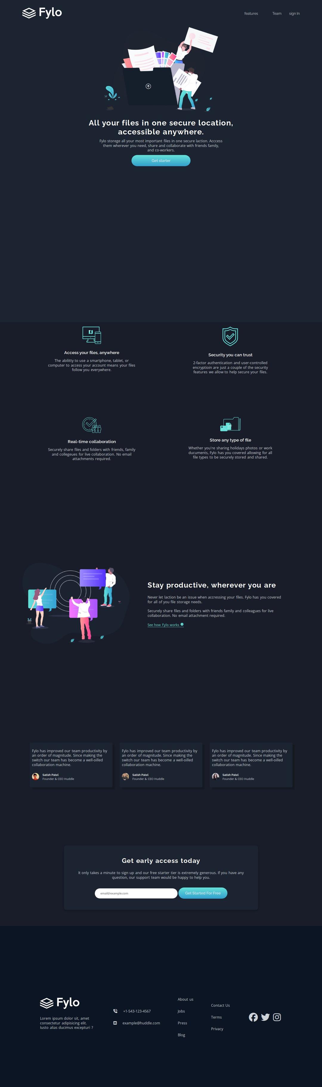 Frontend Mentor | Fylo landing page - createdbyemtiaz coding challenge solution