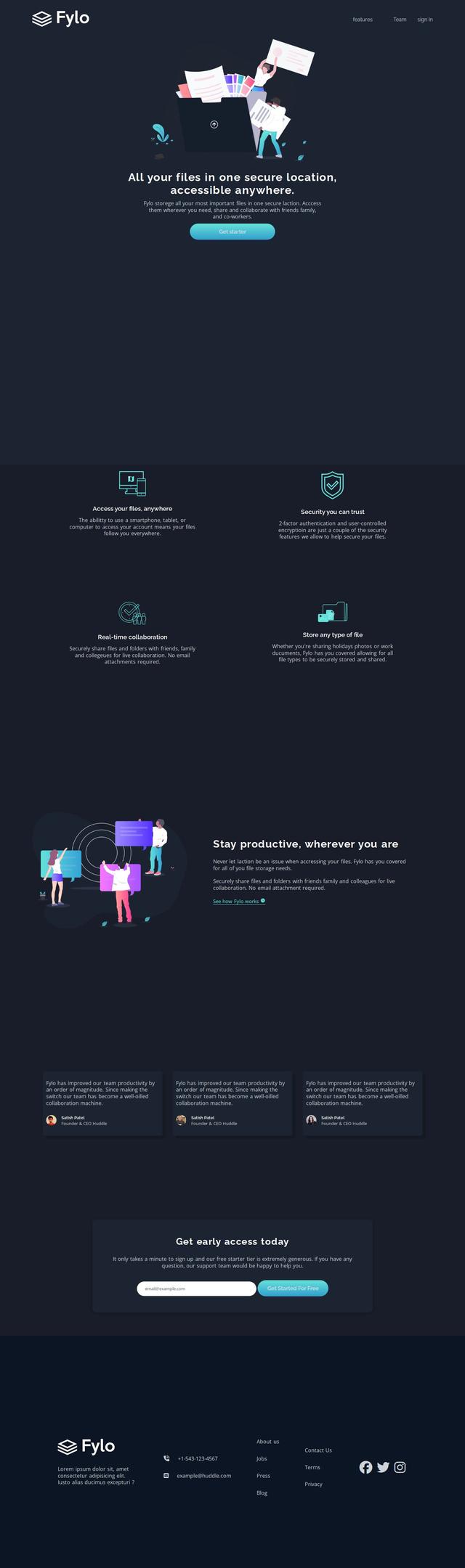 Frontend Mentor | Fylo landing page - createdbyemtiaz coding challenge solution