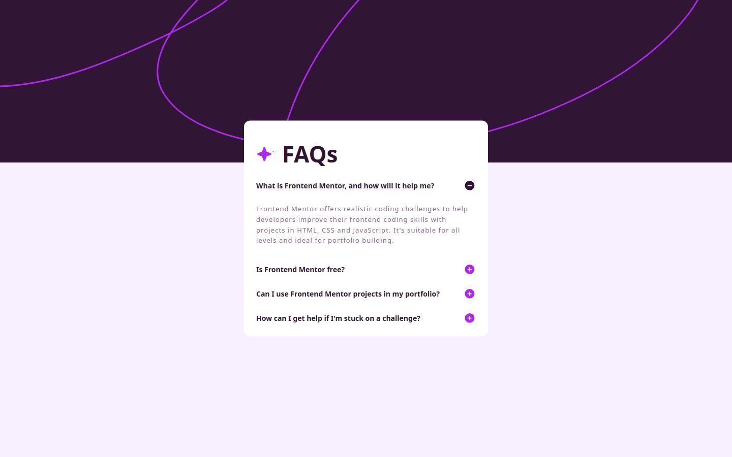 Frontend Mentor | faq accordion using html css coding challenge solution