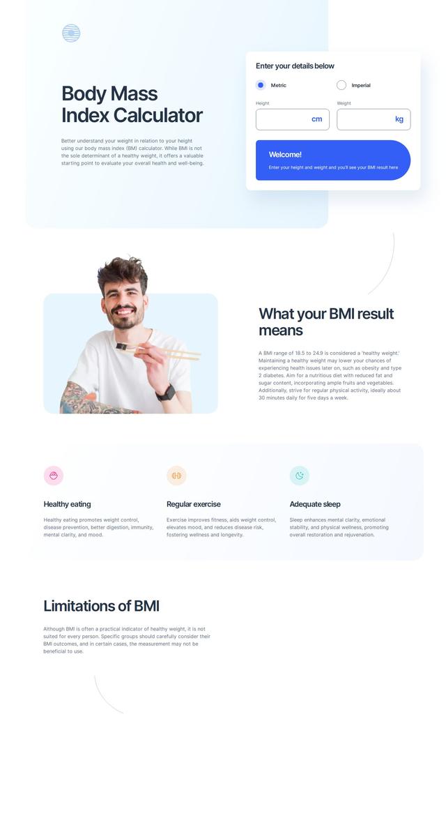 Frontend Mentor | Body Mass Index Calculator coding challenge solution