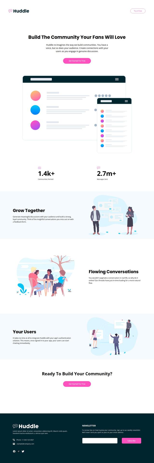 Frontend Mentor | Responsive Huddle curved using CSS grid, FlexBox coding challenge solution