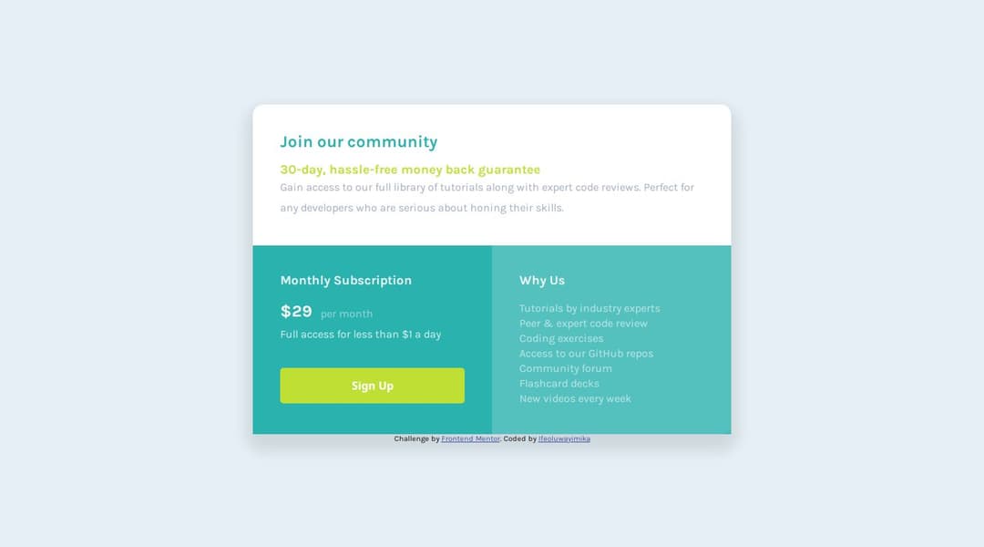 Frontend Mentor | Single grid price project-HTML and CSS coding challenge solution