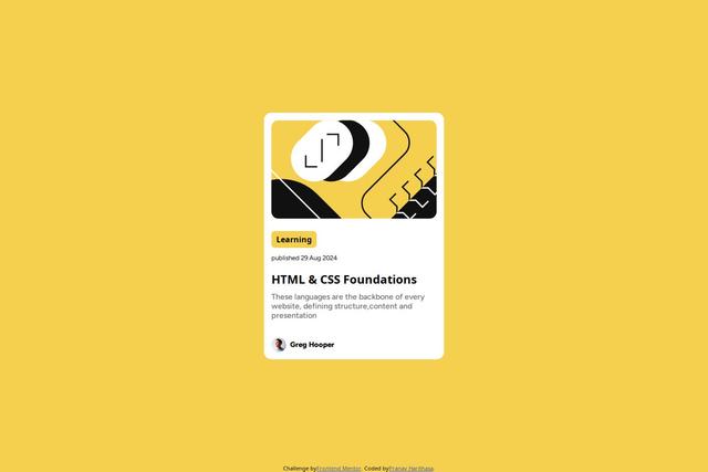 Frontend Mentor | Blog Card using HTML & CSS coding challenge solution